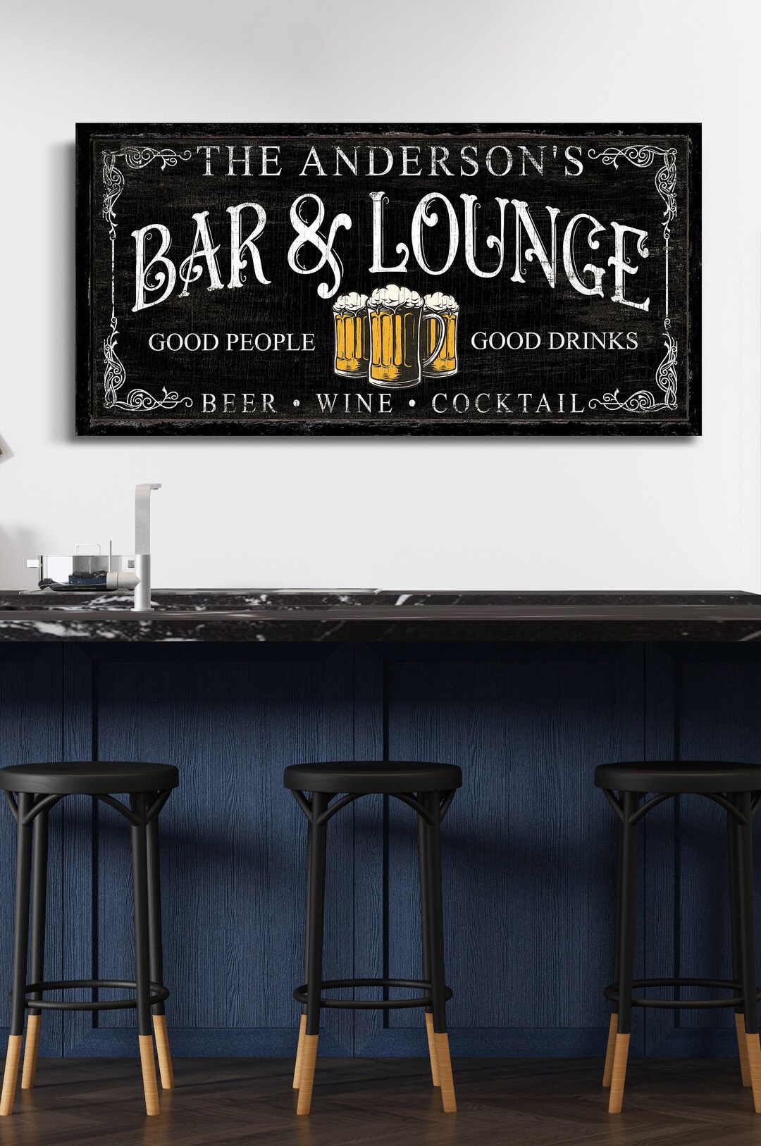 Personalized Bar & Lounge Sign Home Bar Decor Rustic Pub - Etsy