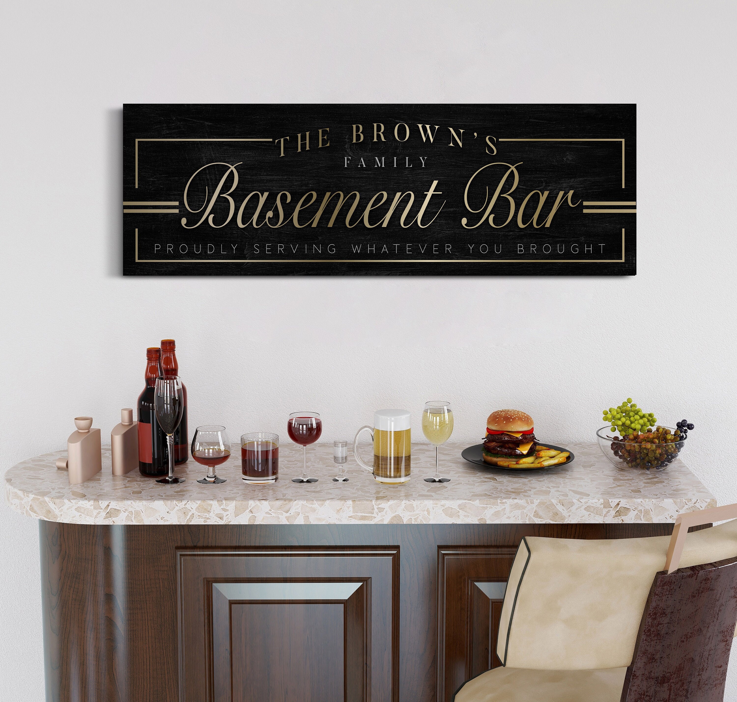 Personalized Basement Bar Sign, Custom Man Cave & Game Room Decor ...