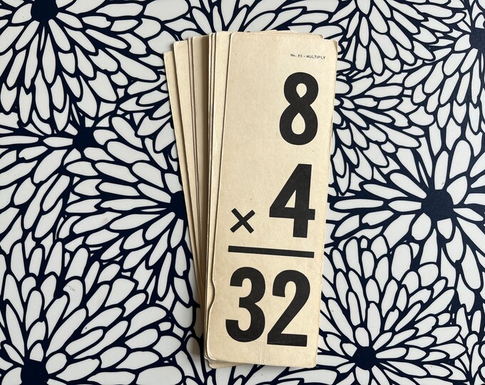 1960's 1980's Large Vintage Math Flash Cards Flashcards Multiplication ...