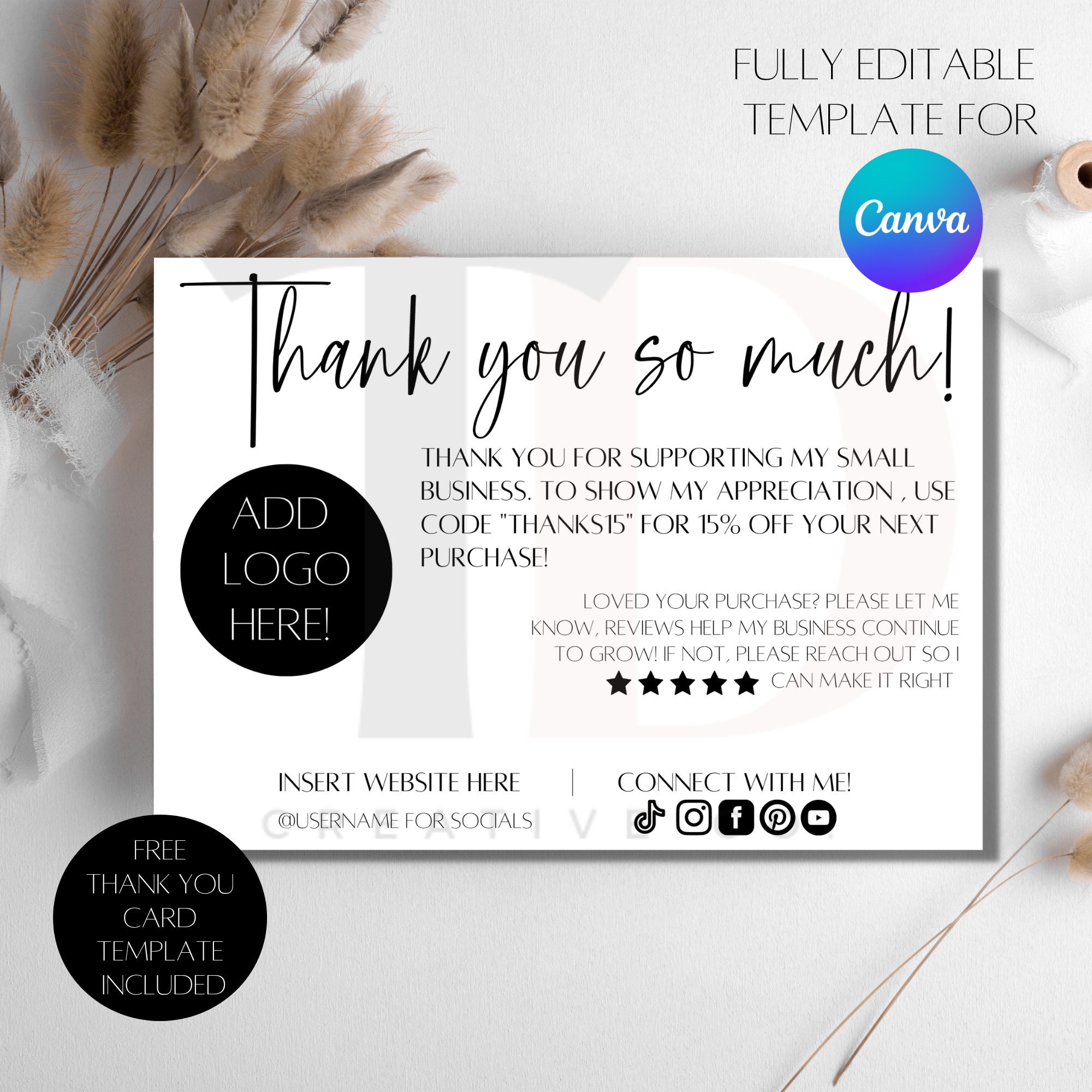Resin Product Care Card, Resin Care Instructions, Thank You Card ...