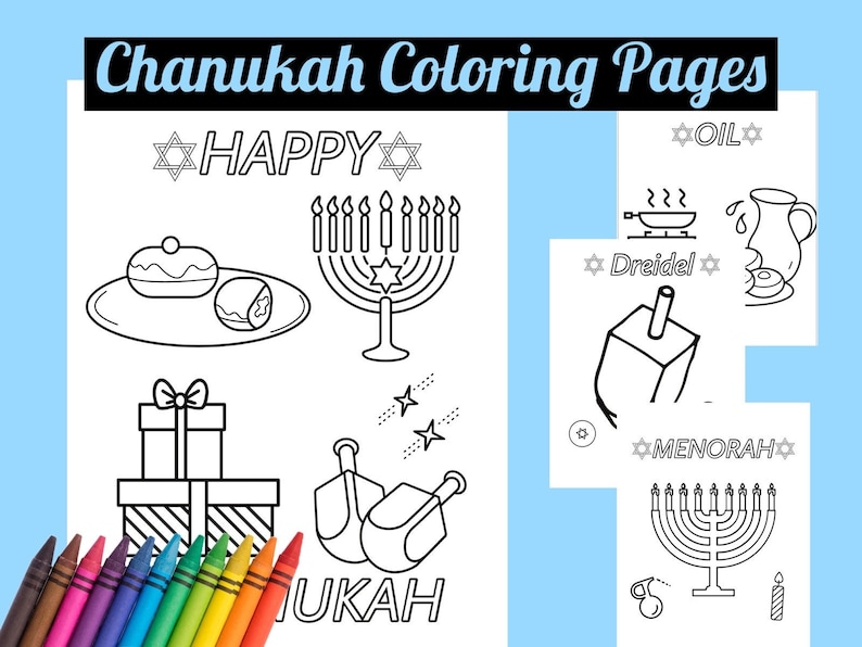 PRINTABLE Hanukkah Coloring Pages for Kids - Etsy