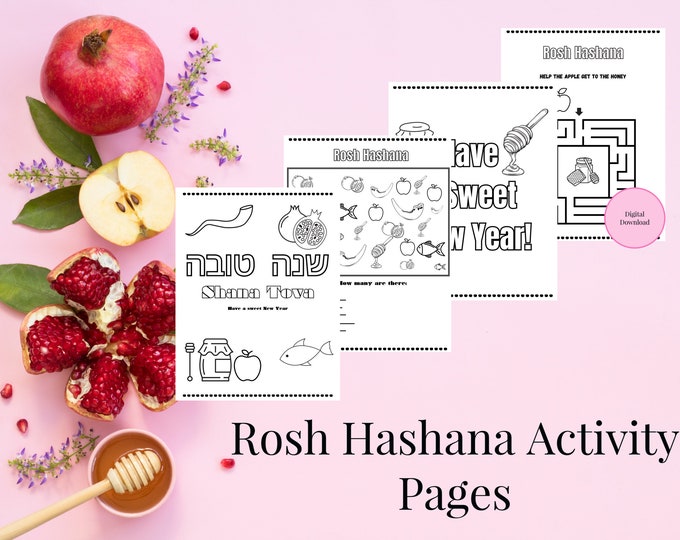 Printable Rosh Hashanah Activity Book for Kids. Activity Pages, Puzzles ...
