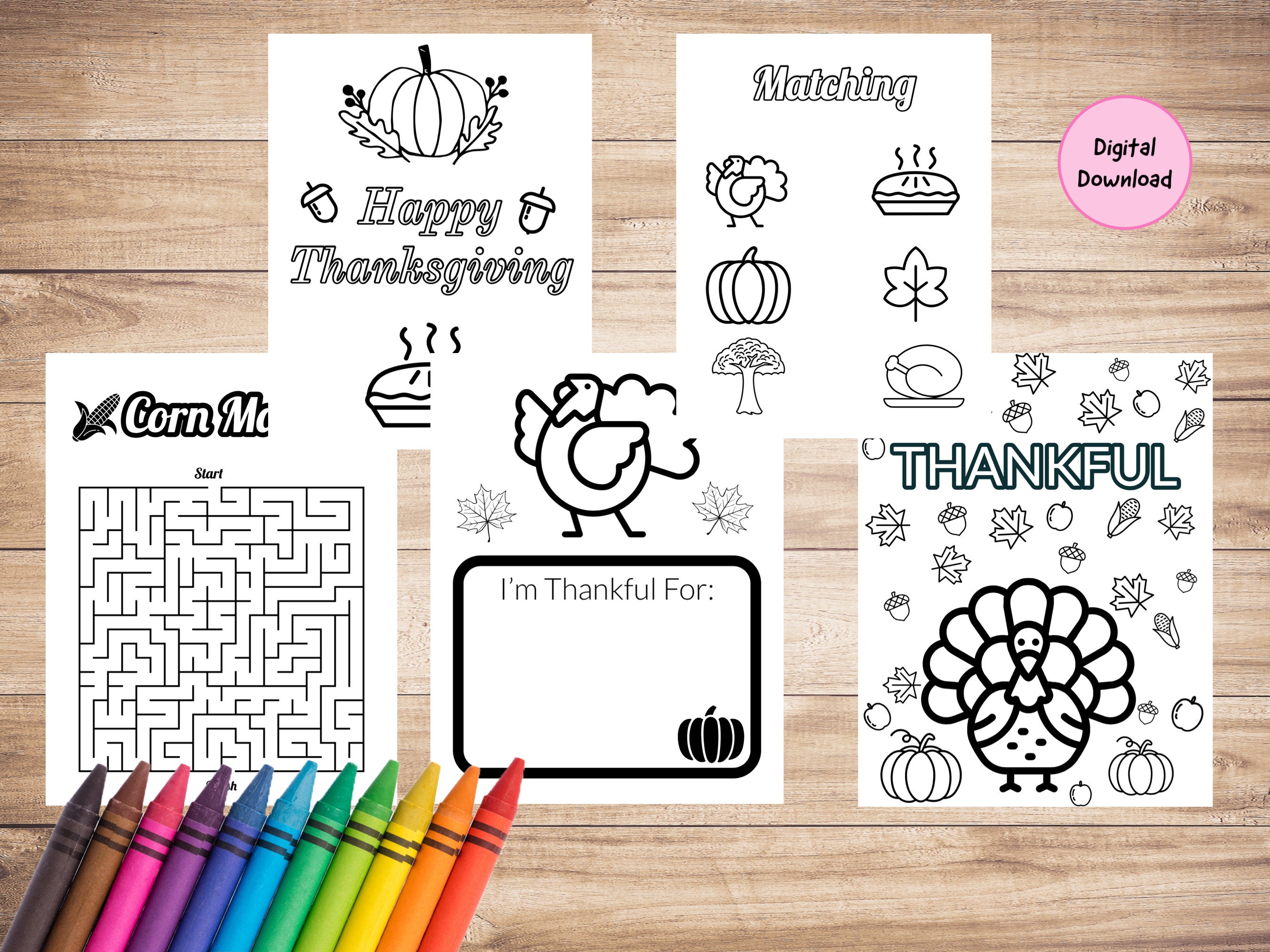 PRINTABLE Thanksgiving Activity Pages for Kids - Etsy
