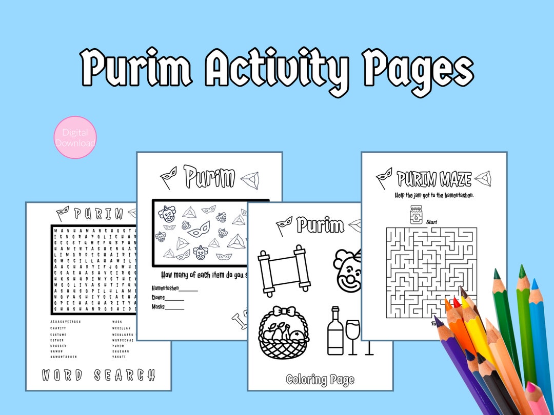 Printable Purim Activity Pages - Etsy