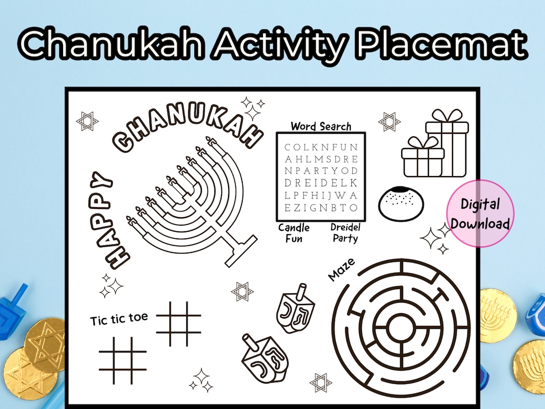Printable Chanukah/hanukkah Activity Placemats - Etsy