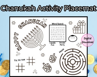 Happy Hanukkah Chanukah Activity Printable Placemat Instant Download - Etsy