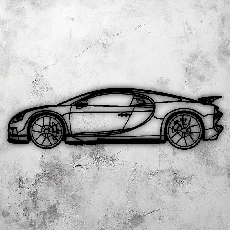 Bugatti Chiron Silhouette Metal Wall Art | Car Guy Gift | Automotive ...