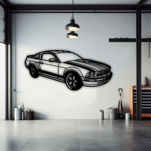 Ford Mustang Metal Silhouette Wall Art: Automotive Sign - Etsy
