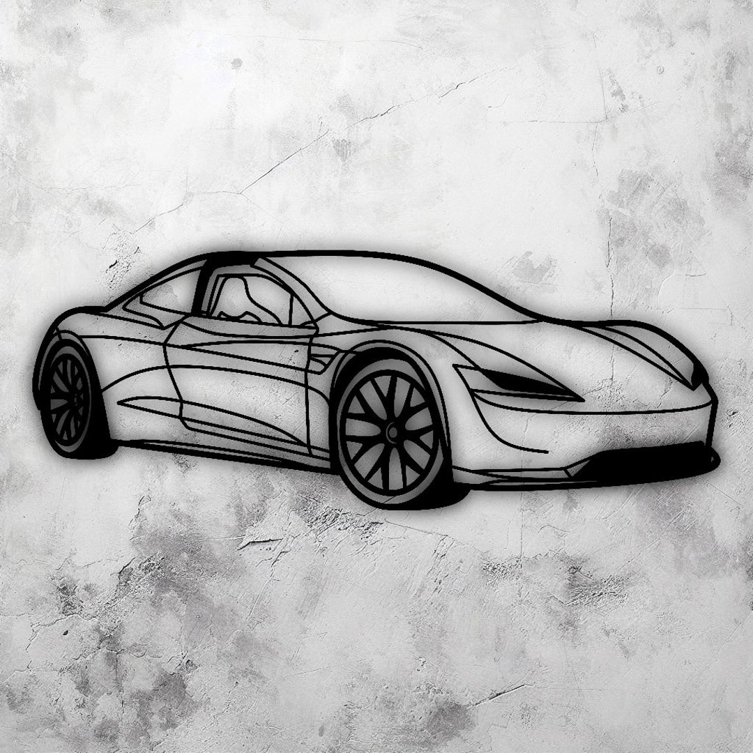 Tesla Roadster Silhouette Metal Wall Art Car Guy Gift Automotive Wall ...