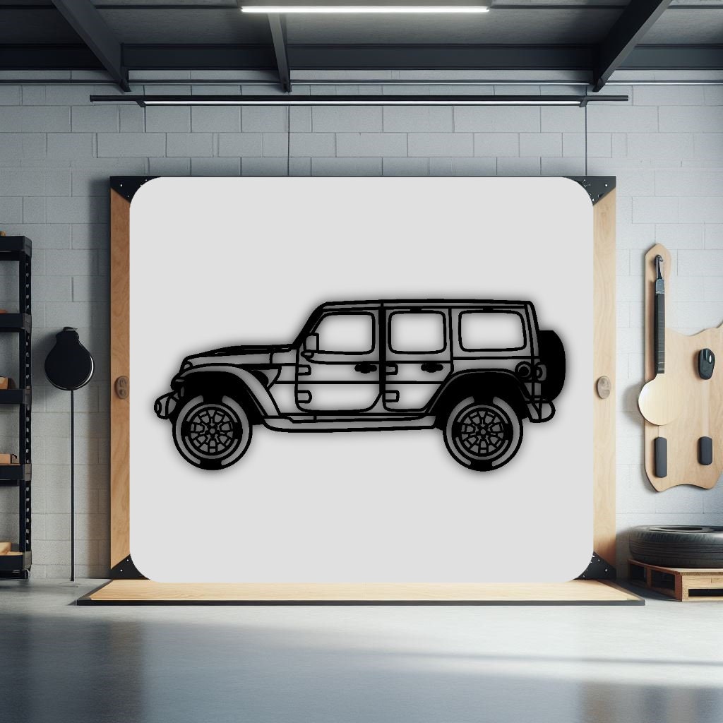 Jeep Wrangler Silhouette Metal Wall Art Car Guy Gift Automotive Wall ...
