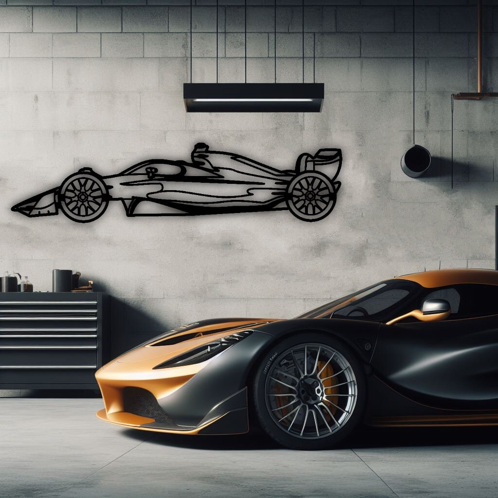 F1 Car Silhouette Metal Wall Art Car Guy Gift Automotive Wall Art Car ...