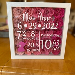 Baby Birth Stats Flower Shadow Box - Etsy