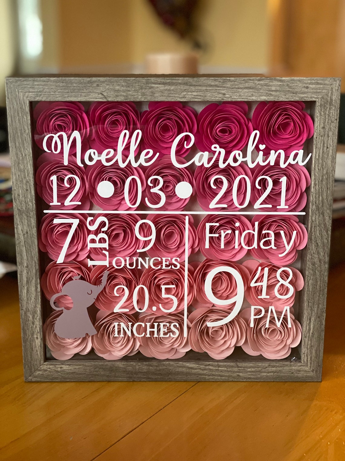 Baby Birth Stats Flower Shadow Box - Etsy