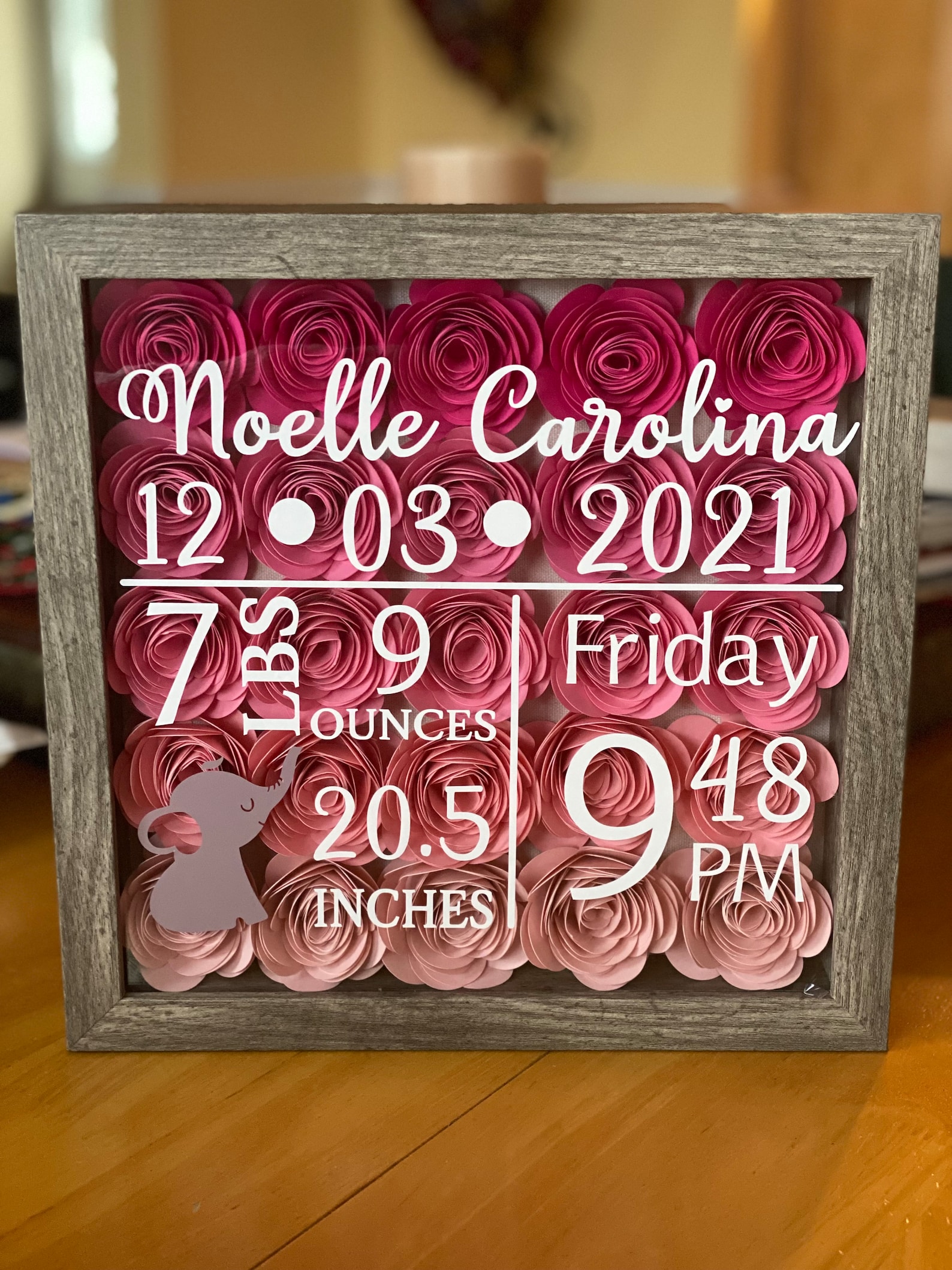 Baby Birth Stats Flower Shadow Box - Etsy