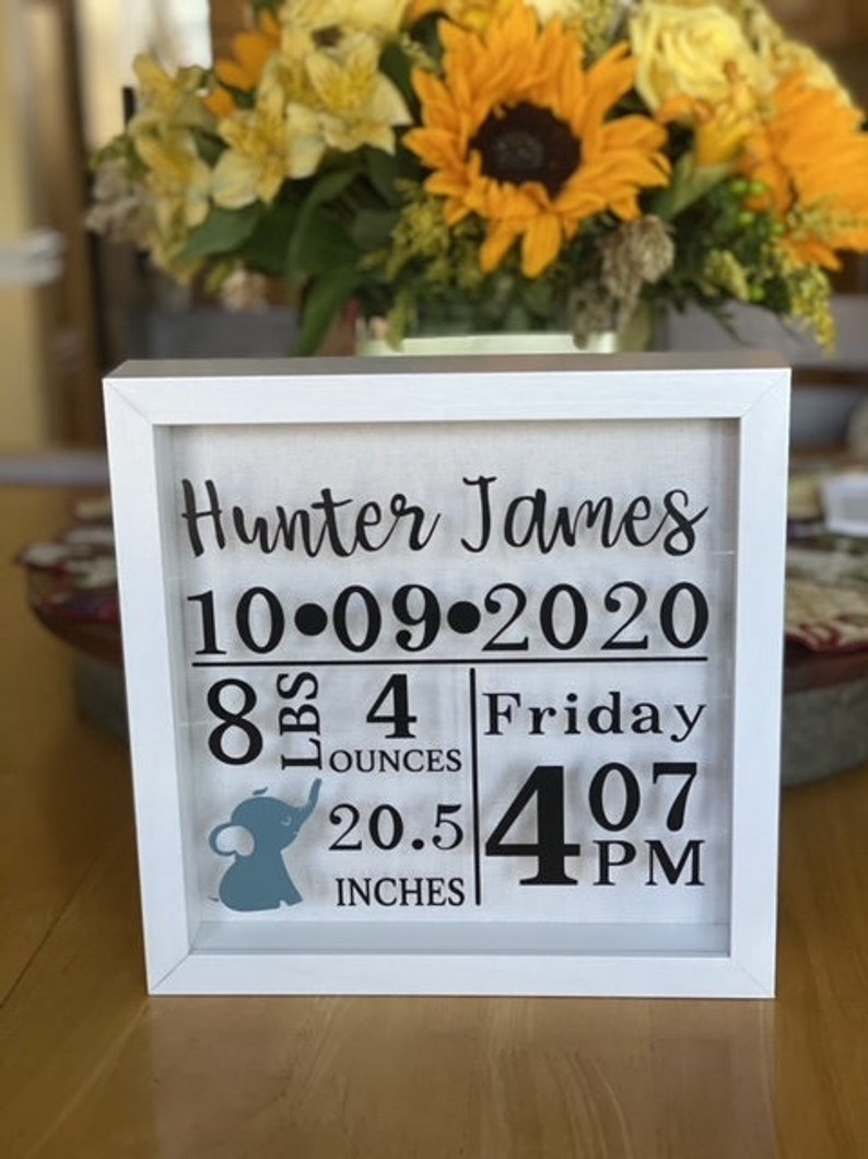 Baby Birth Stats Shadow Box without Flowers - Etsy