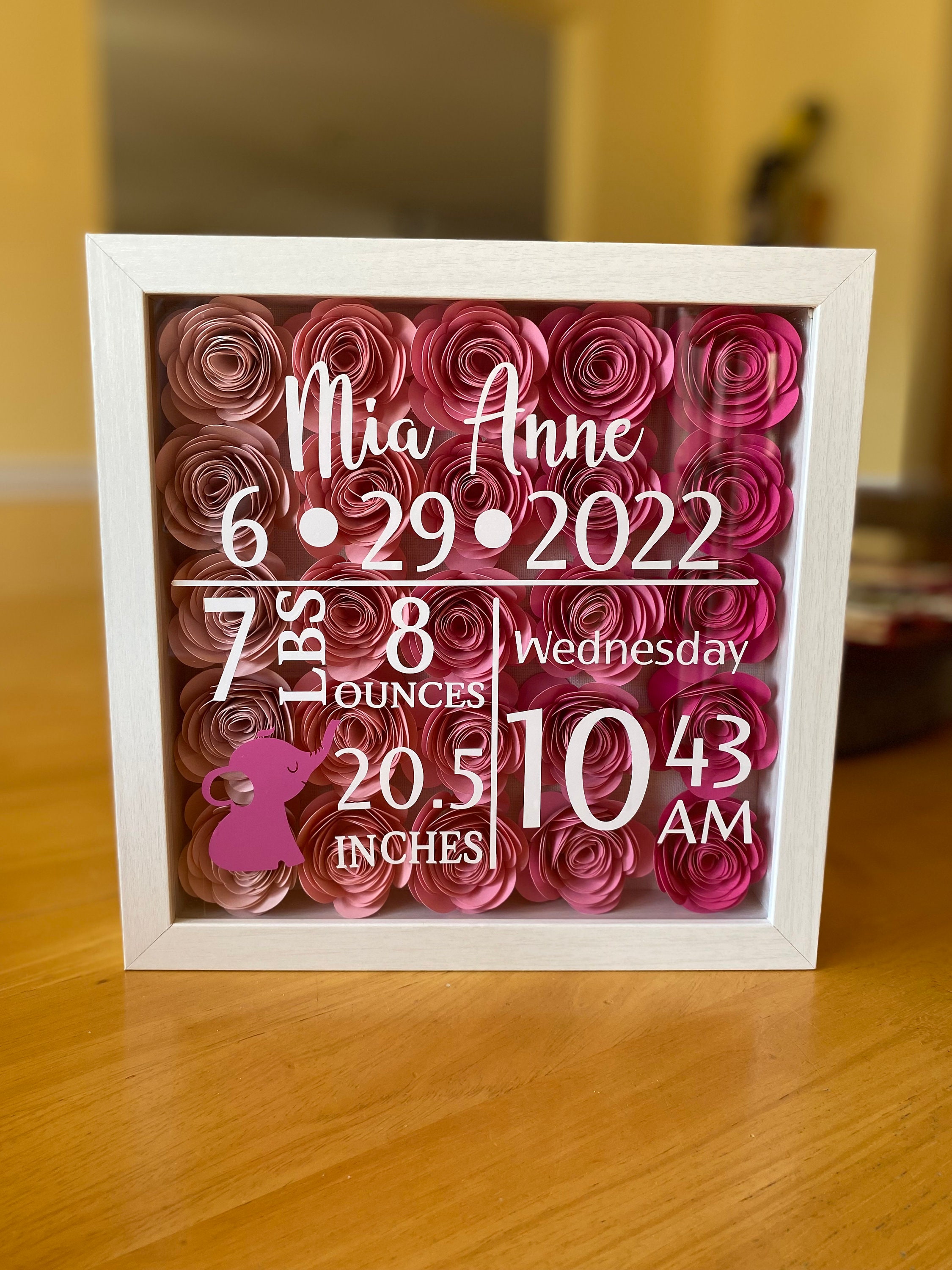 Baby Birth Stats Flower Shadow Box - Etsy
