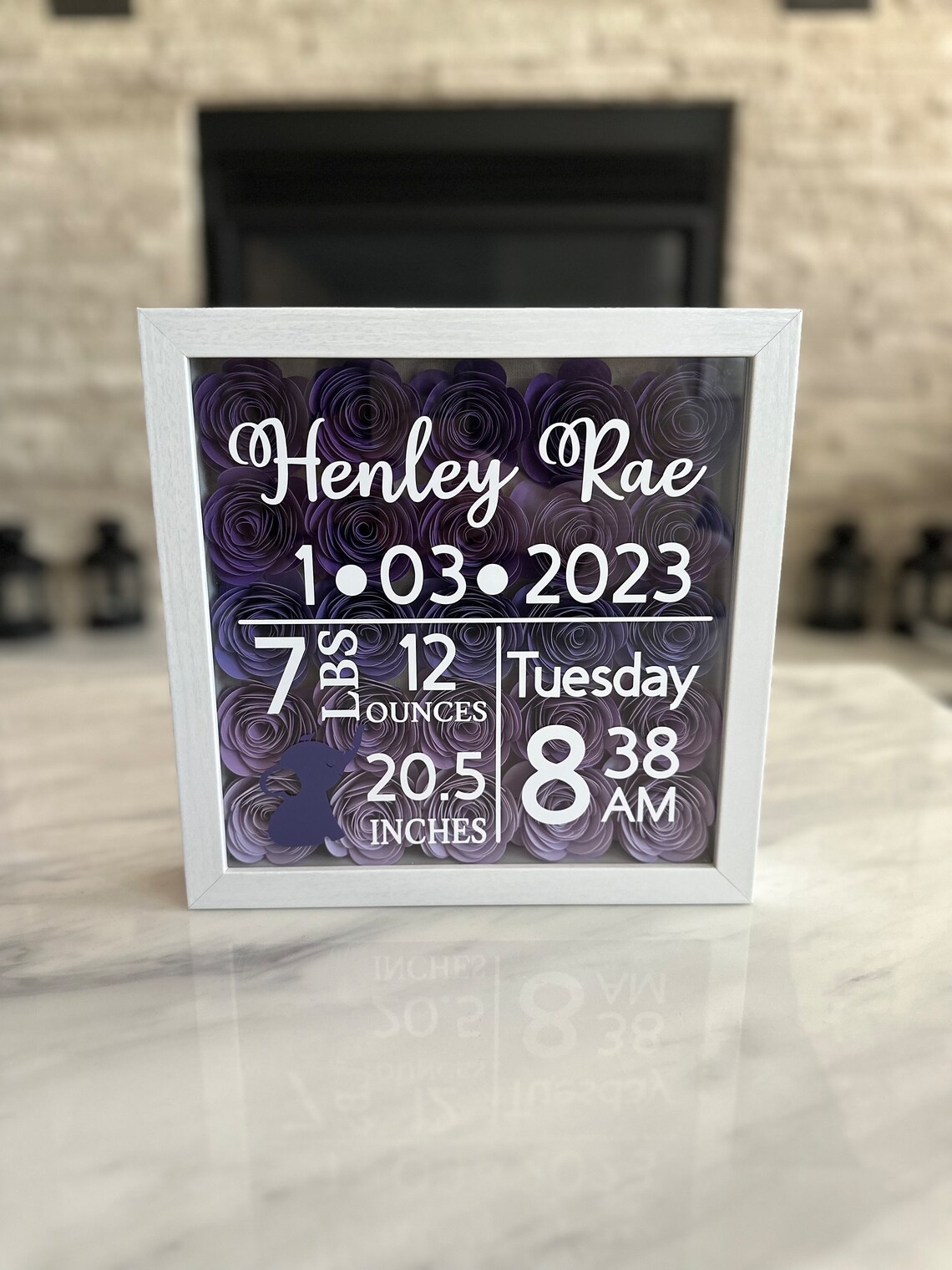 Baby Birth Stats Flower Shadow Box - Etsy