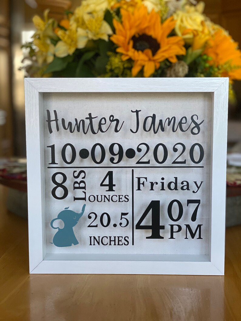 Baby Birth Stats Shadow Box (without Flowers) - Etsy