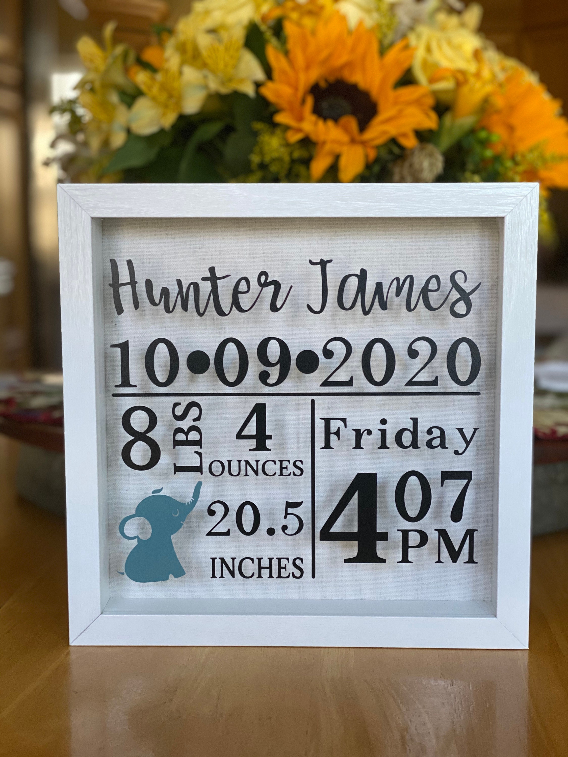 Baby Birth Stats Shadow Box (without Flowers) - Etsy