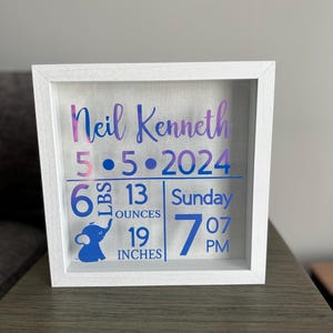 Baby Birth Stats Shadow Box (without Flowers) - Etsy