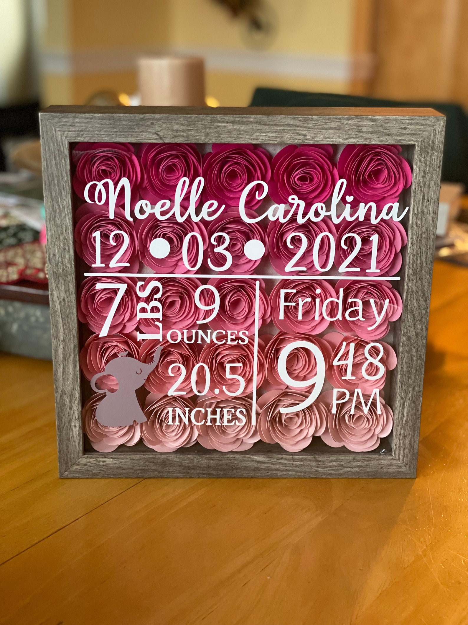 Baby Birth Stats Flower Shadow Box - Etsy