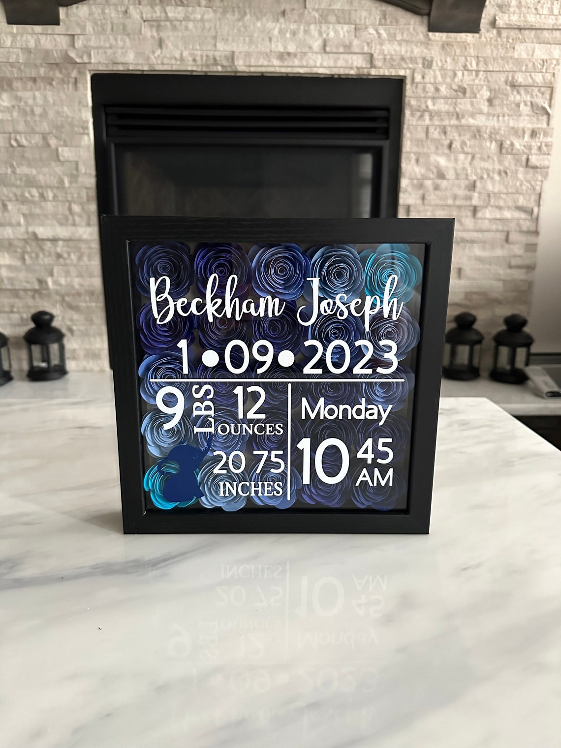 Baby Birth Stats Flower Shadow Box - Etsy