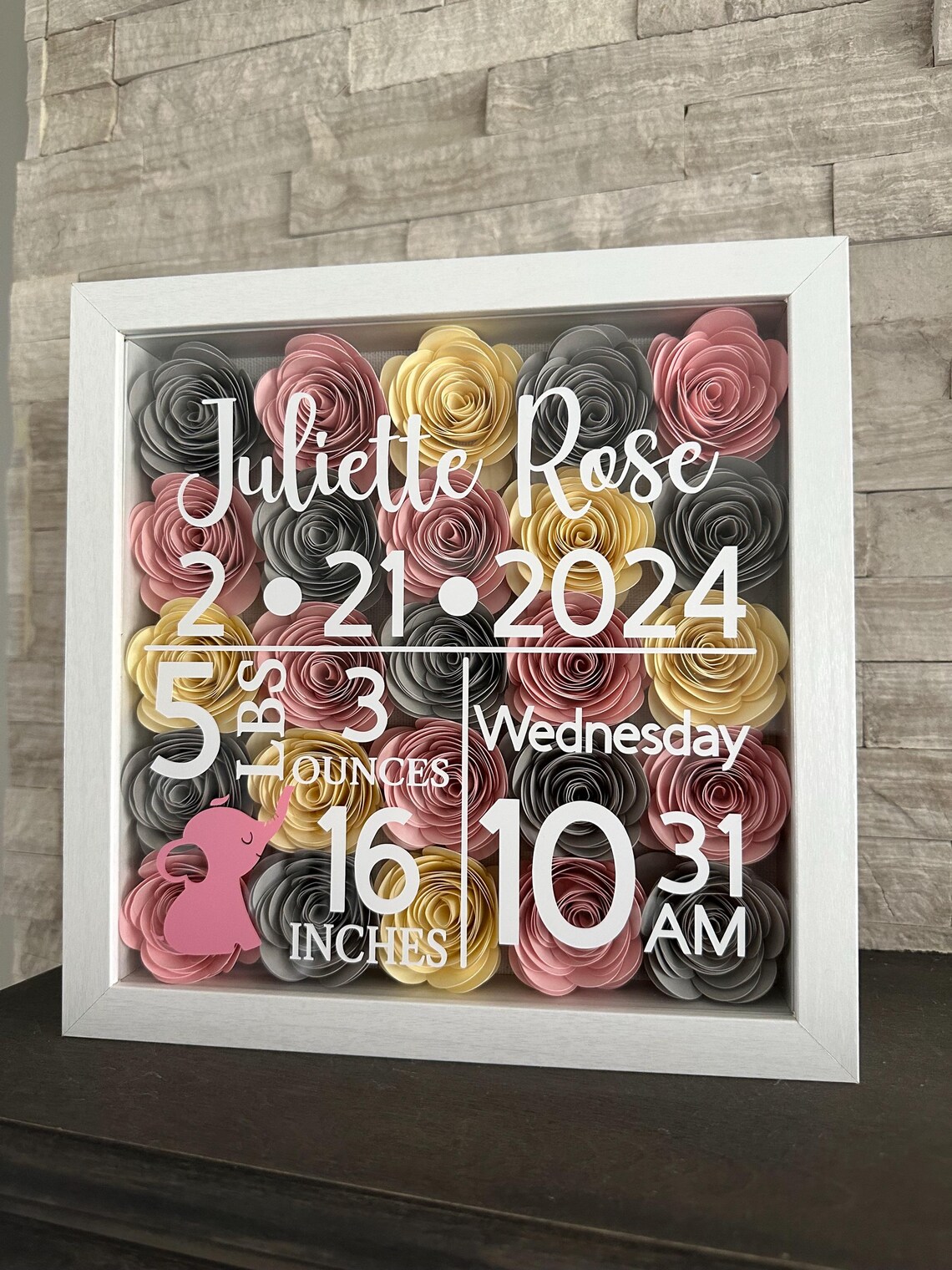 Baby Birth Stats Flower Shadow Box - Etsy