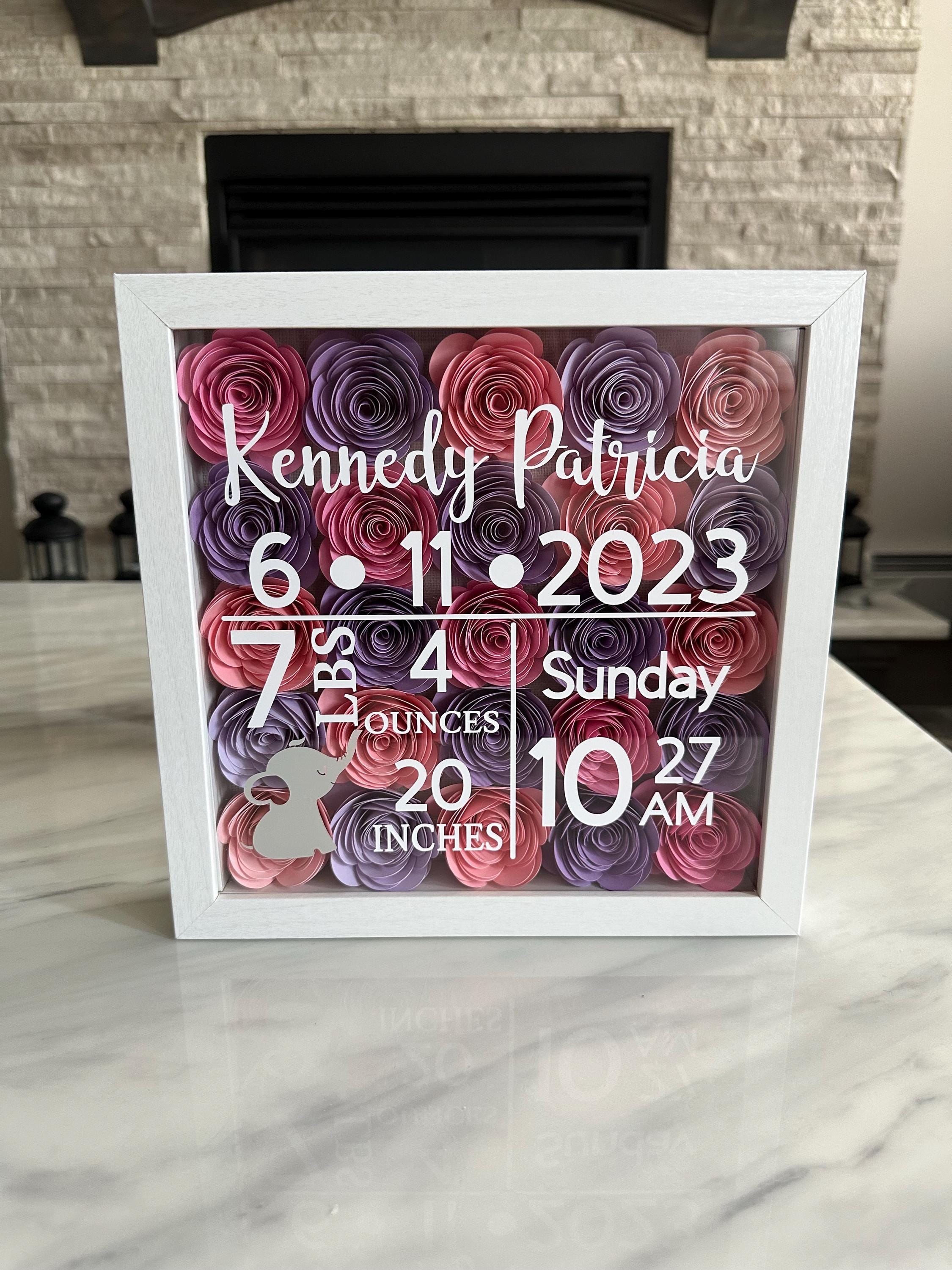 Baby Birth Stats Flower Shadow Box - Etsy