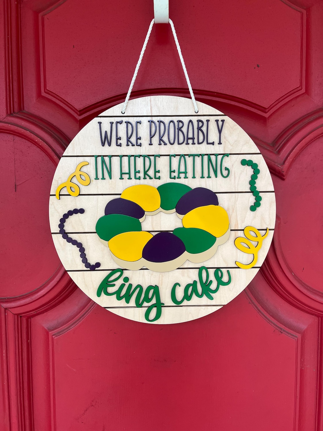 Mardi Gras King Cake Door Sign: Carnival Party Decor - Etsy