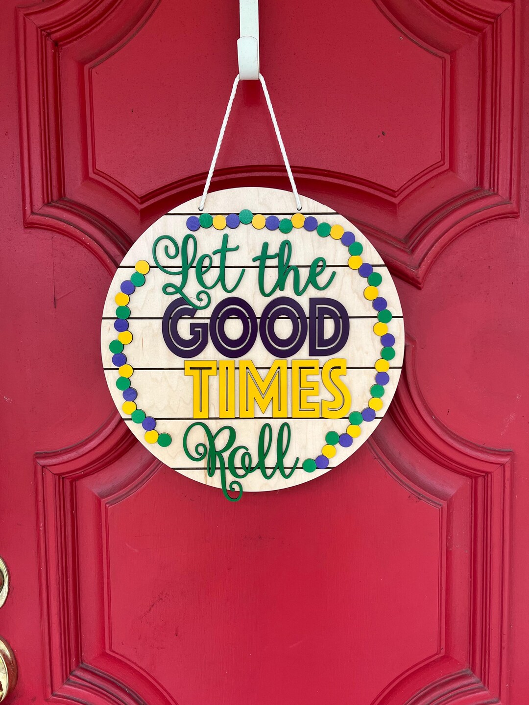 Festive Mardi Gras Door Sign: 'let the Good Times Roll' Carnival Decor ...