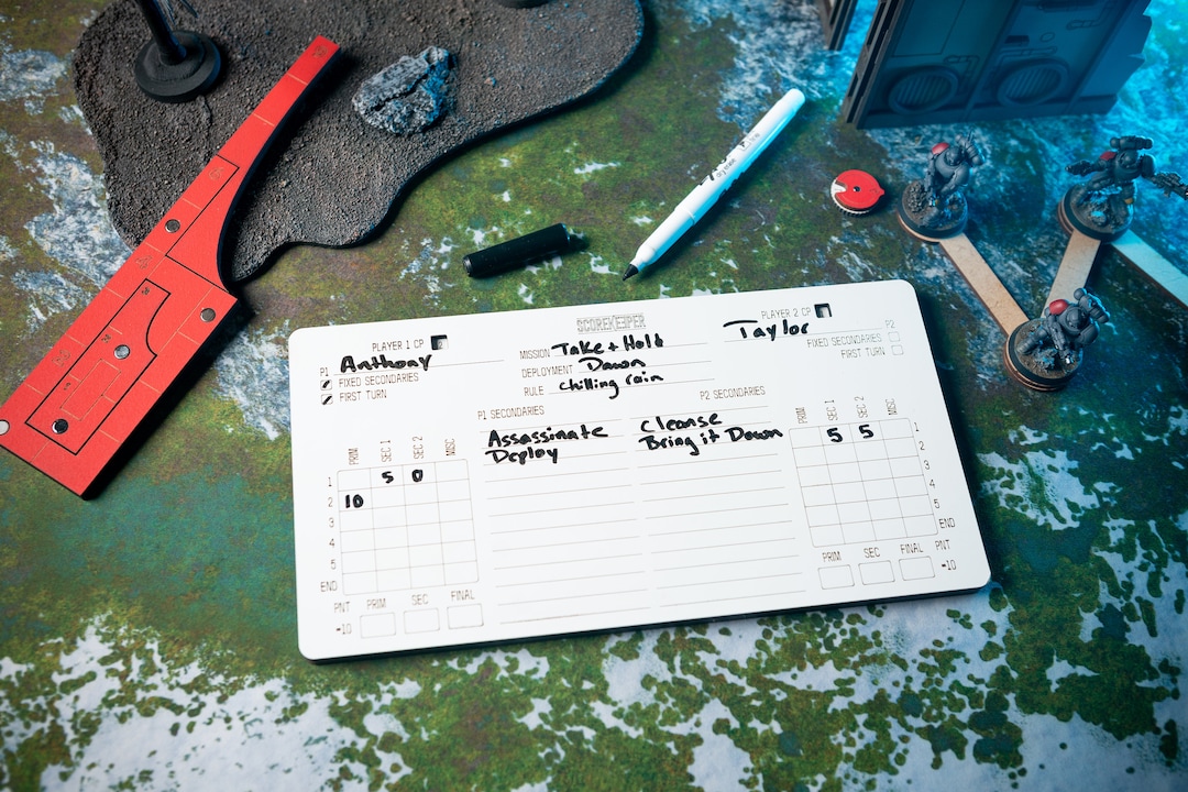 Scorekeeper - Warhammer 40K 10th Edition Dry Erase Score Card With CP ...