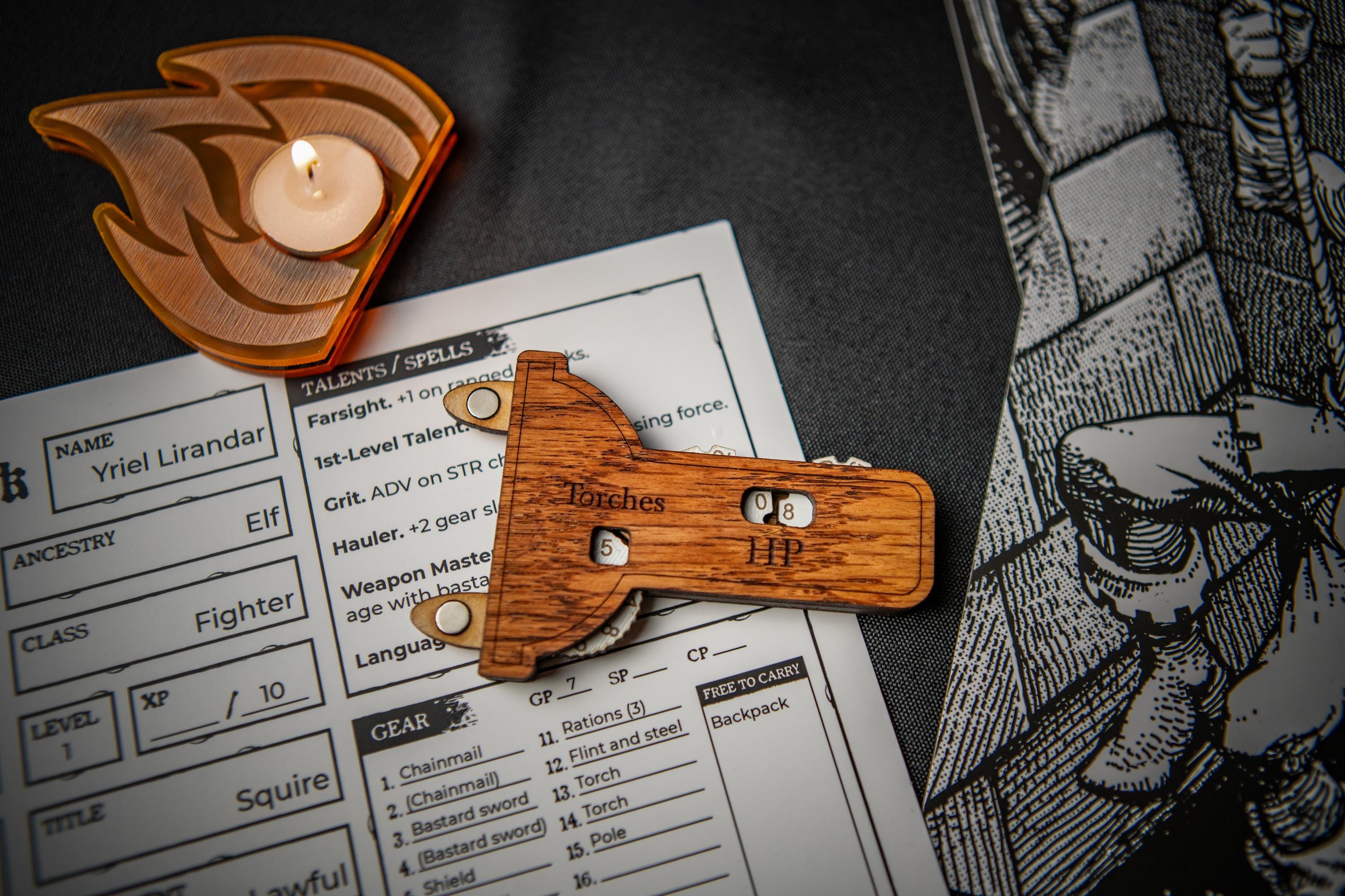 Shadowdark "torch of the Crawler" - Torch and HP Tracker With Candle ...