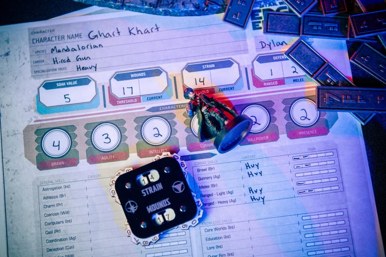 Wound and Strain Tracker for Star Wars RPG | Black Acrylic Character ...