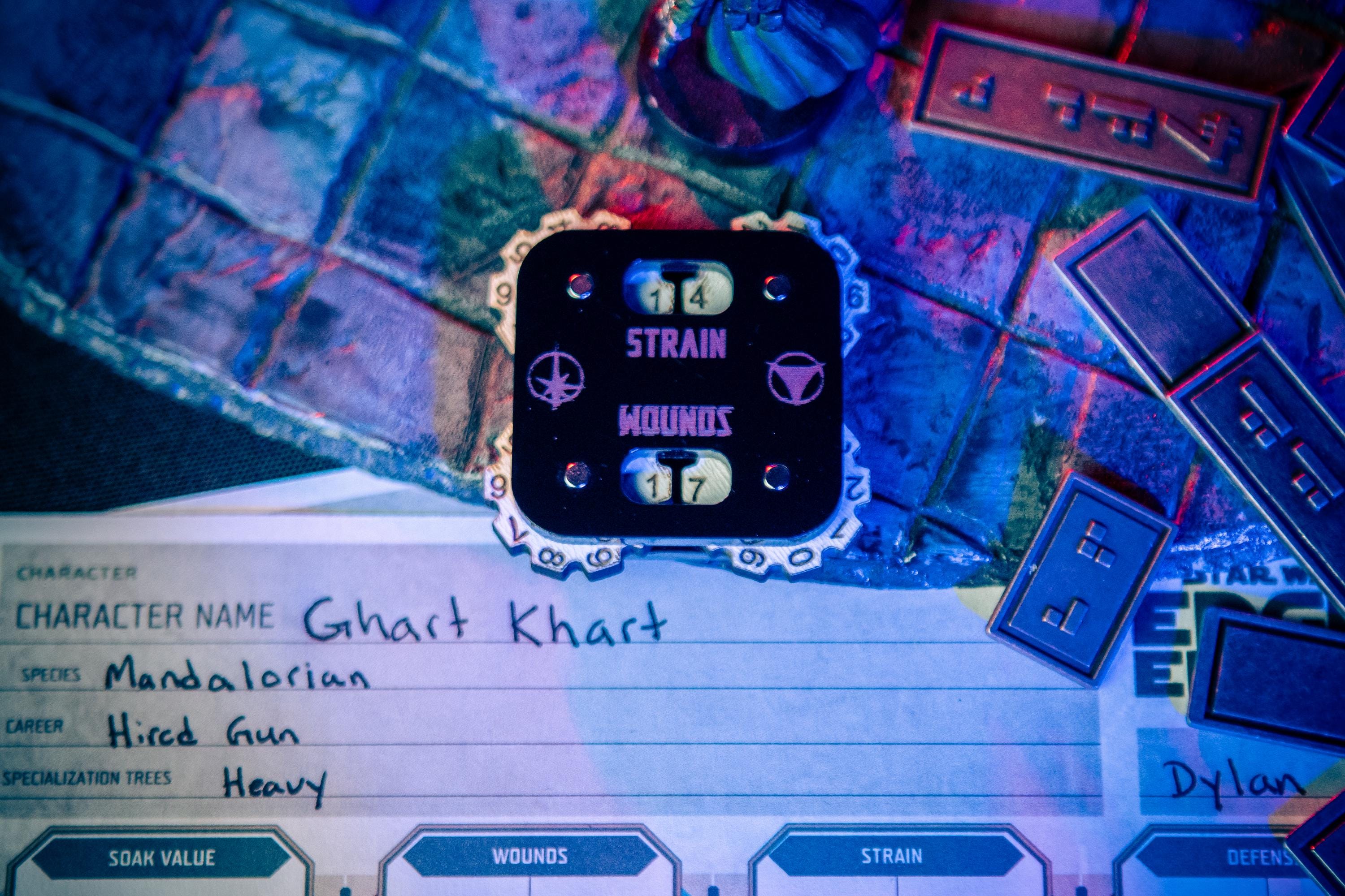 Wound and Strain Tracker for Star Wars RPG | Black Acrylic Character ...