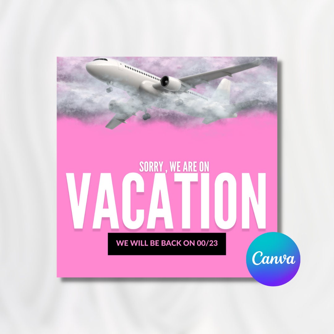 On Vacation Template, We're on Vacation Flyer, Social Media Canva ...