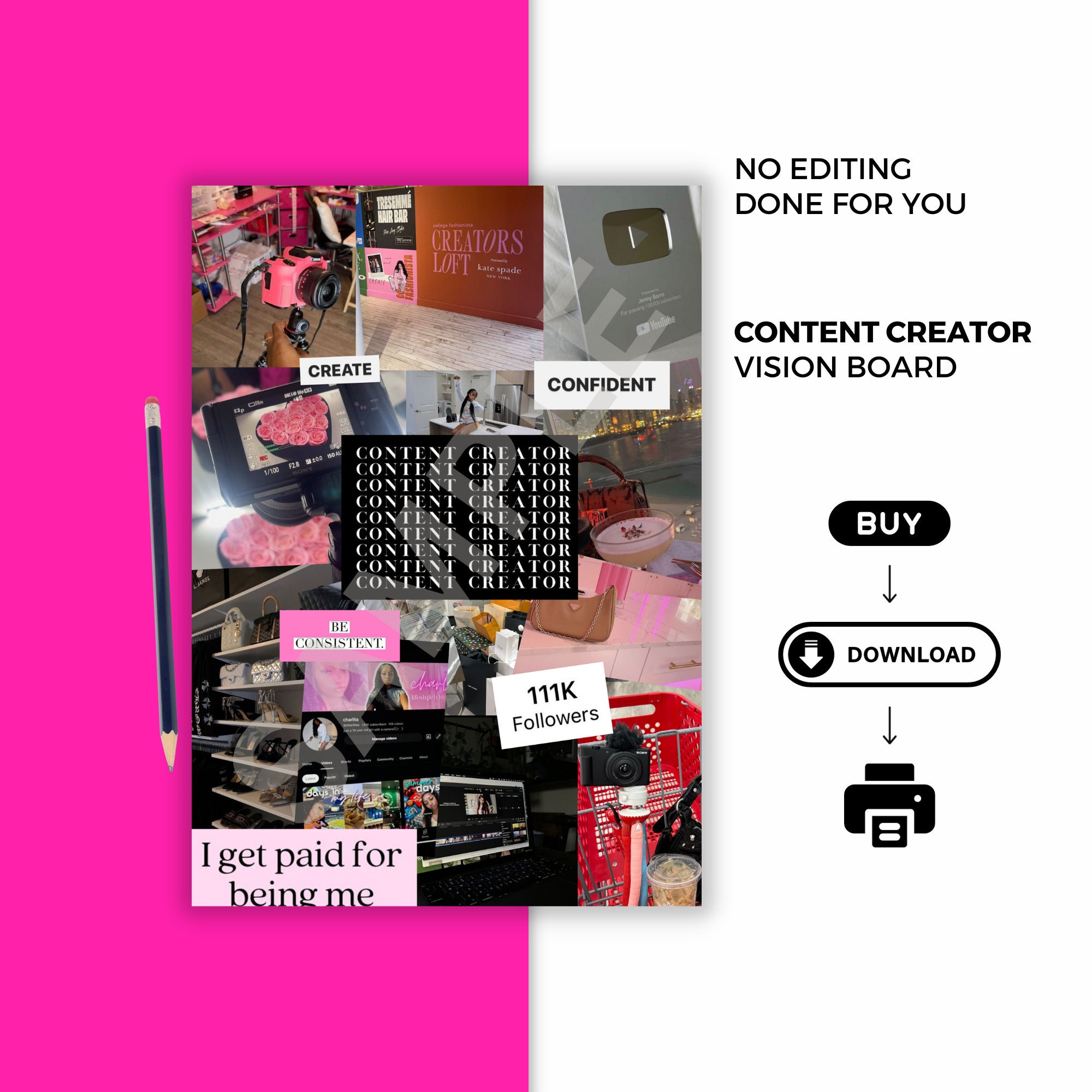 2024 Vision Board, That Girl Vision Board, Content Creator Vision Board ...