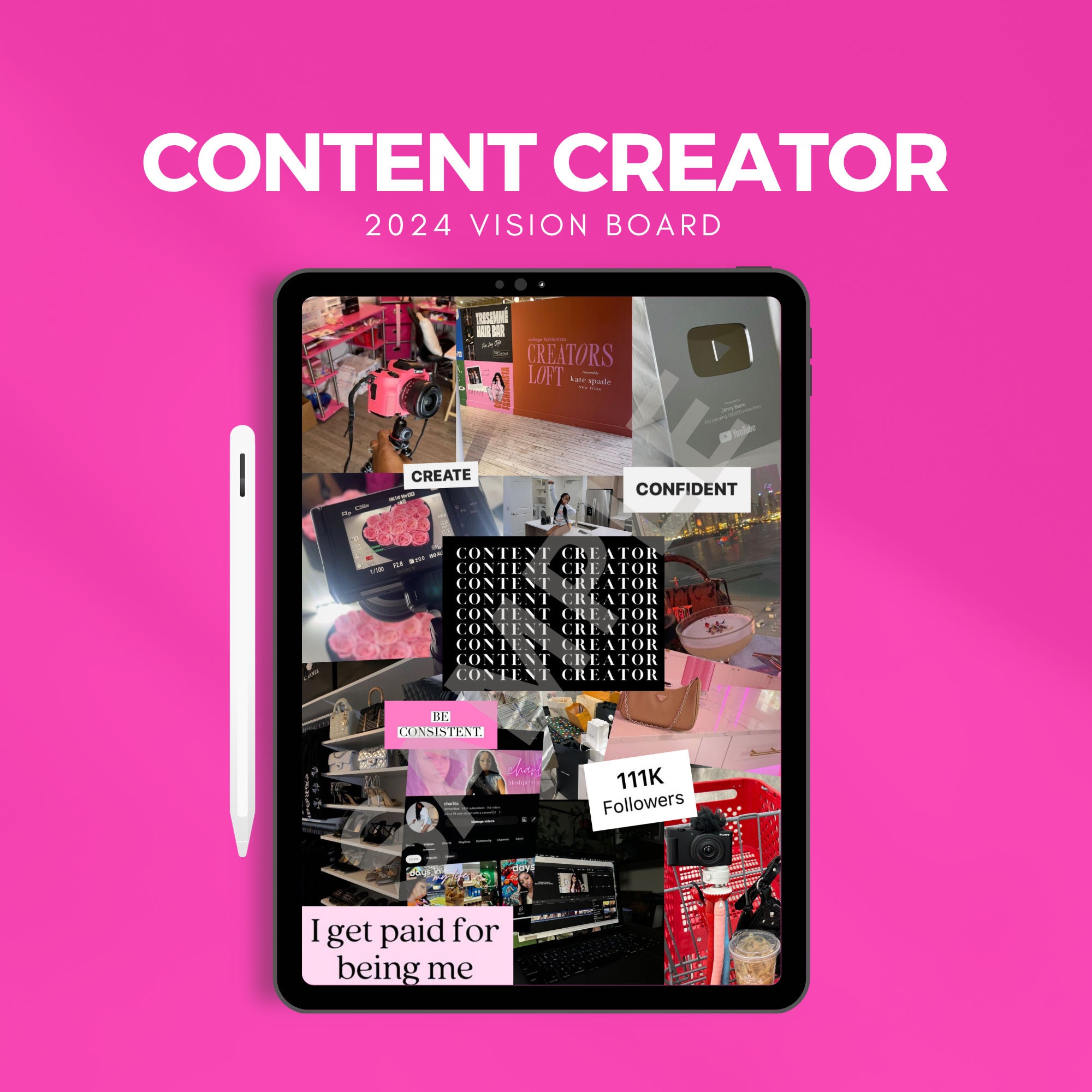 2024 Vision Board, That Girl Vision Board, Content Creator Vision Board ...