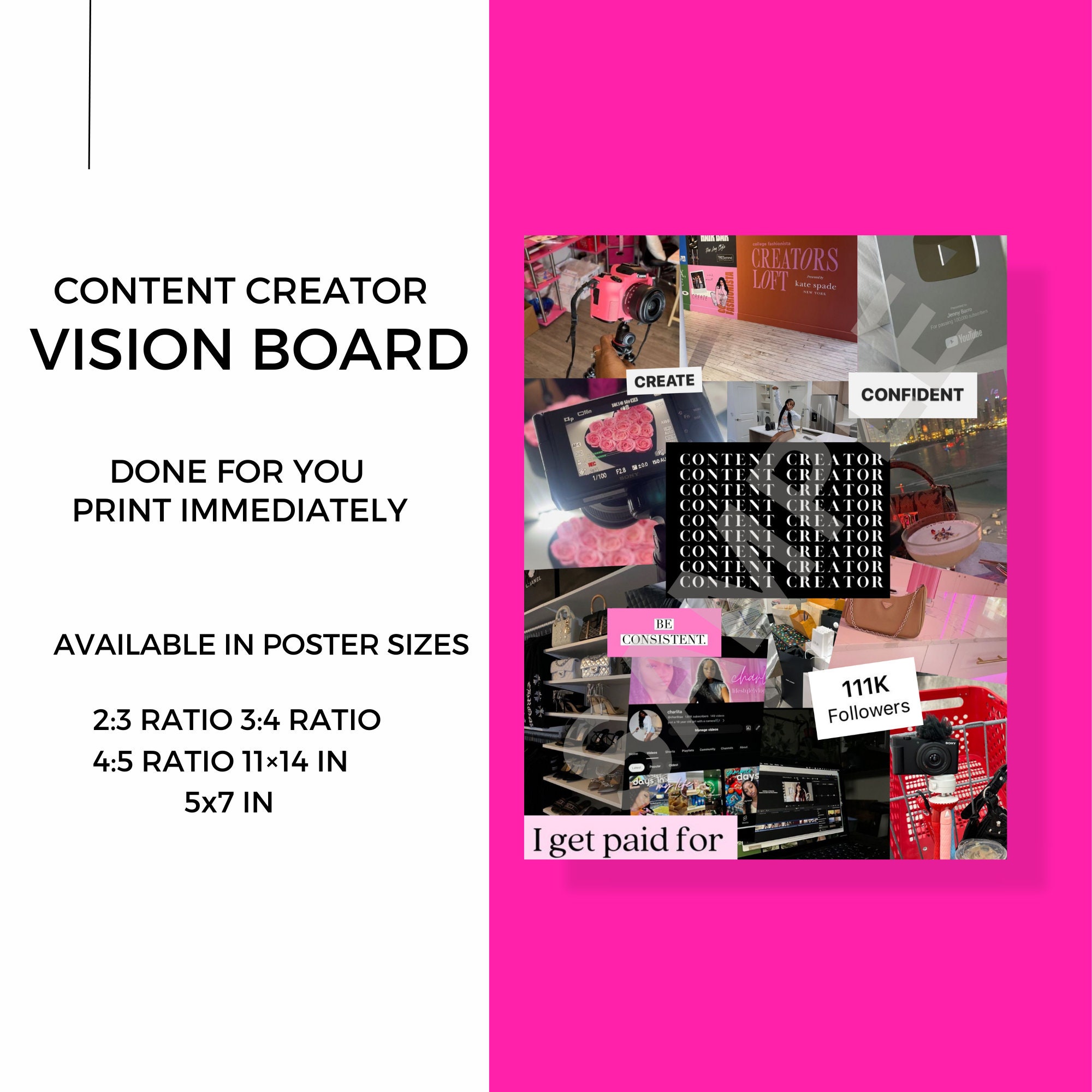 2024 Vision Board, That Girl Vision Board, Content Creator Vision Board ...