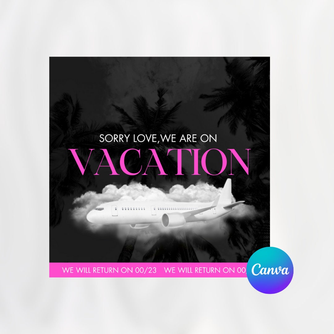 We're on Vacation Template: Premade DIY Canva Design (digital Download ...
