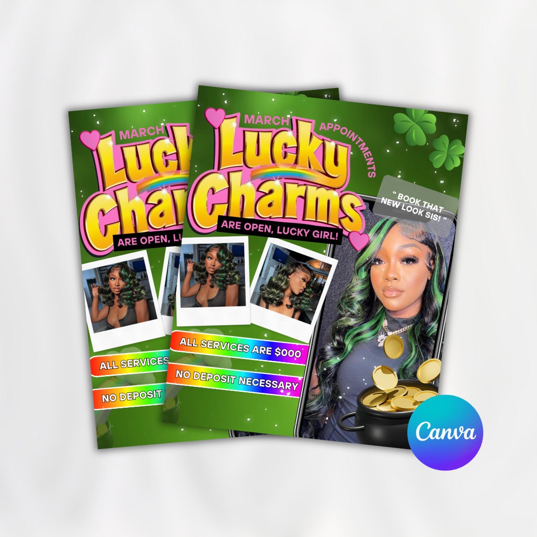 March Bookings Flyer, DIY March Appointments Template, St Patrick's Day ...