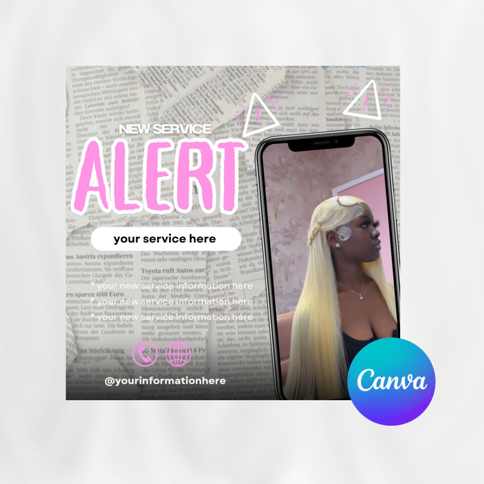 New Service Alert Template DIY New Service Flyer Hair Appointment ...