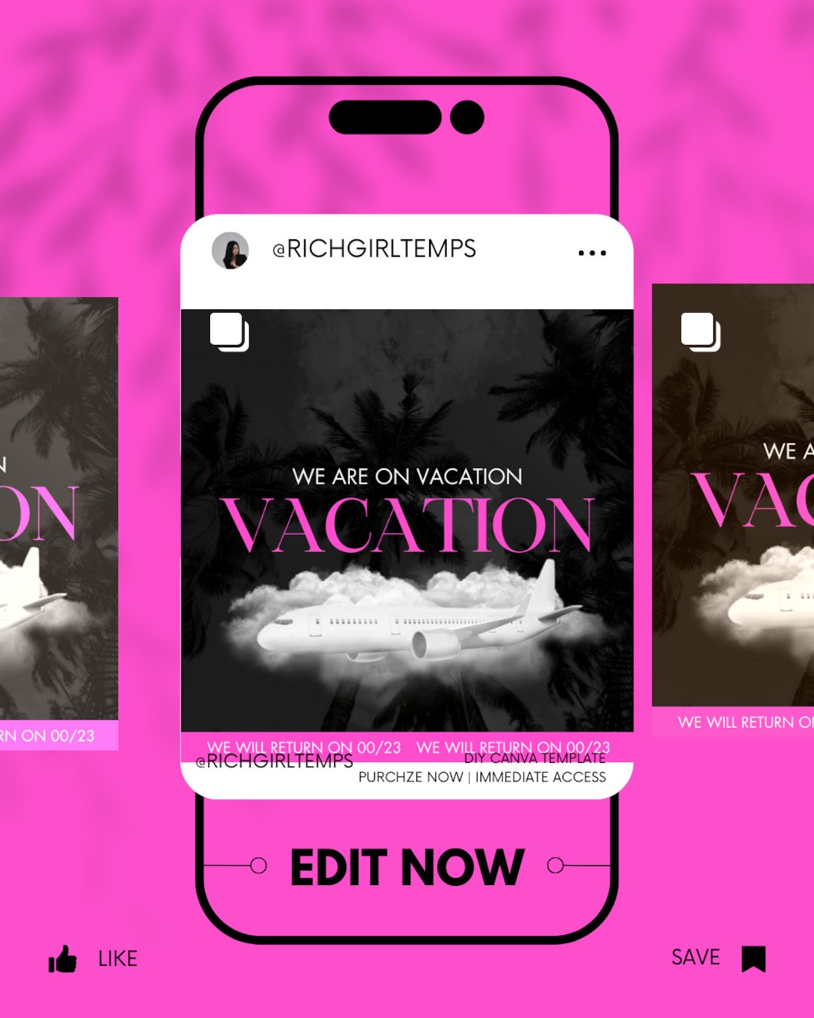 We're on Vacation Template: Premade DIY Canva Design (digital Download ...