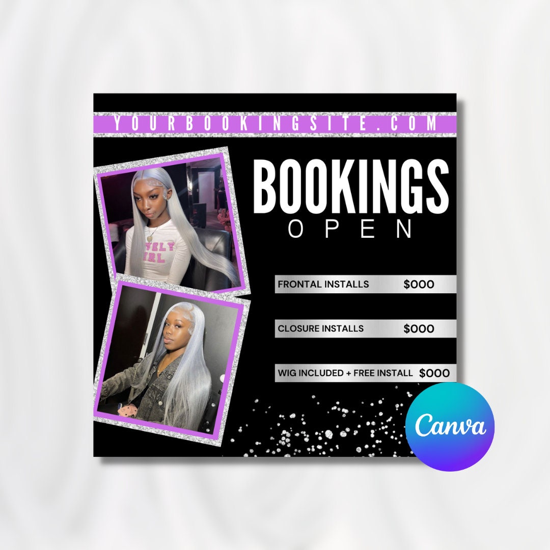 Bookings Open Flyer, Black and Purple Book Now Flyer, Appointments ...
