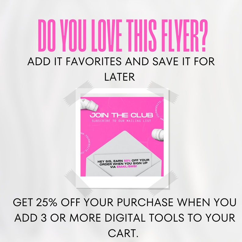 Pink Email Newsletter Flyer Template: Join Mailing List (canva Editable ...