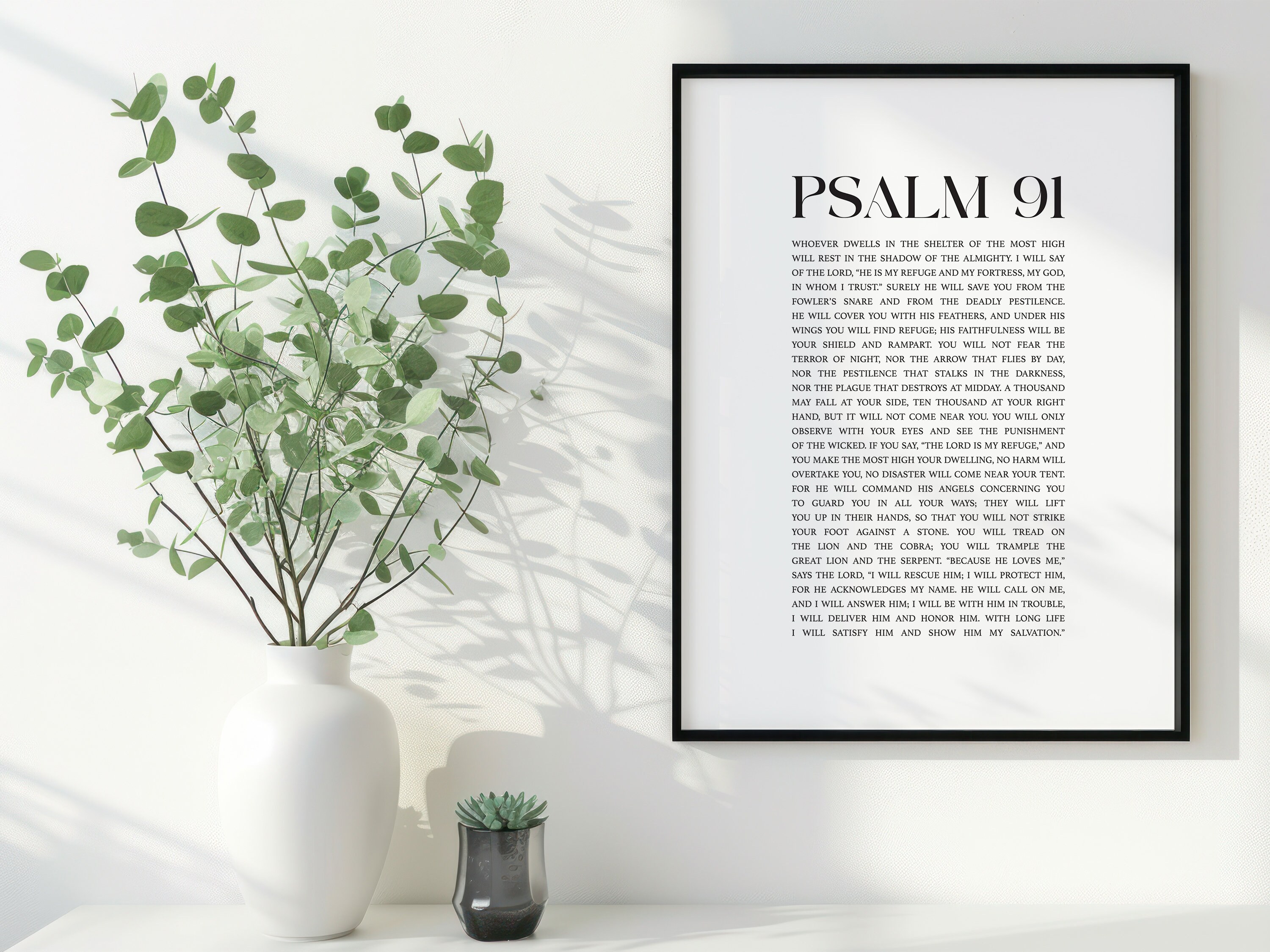 Psalm 91 Bible Verse Wall Art, Christian Wall Art Print, Christian Home ...