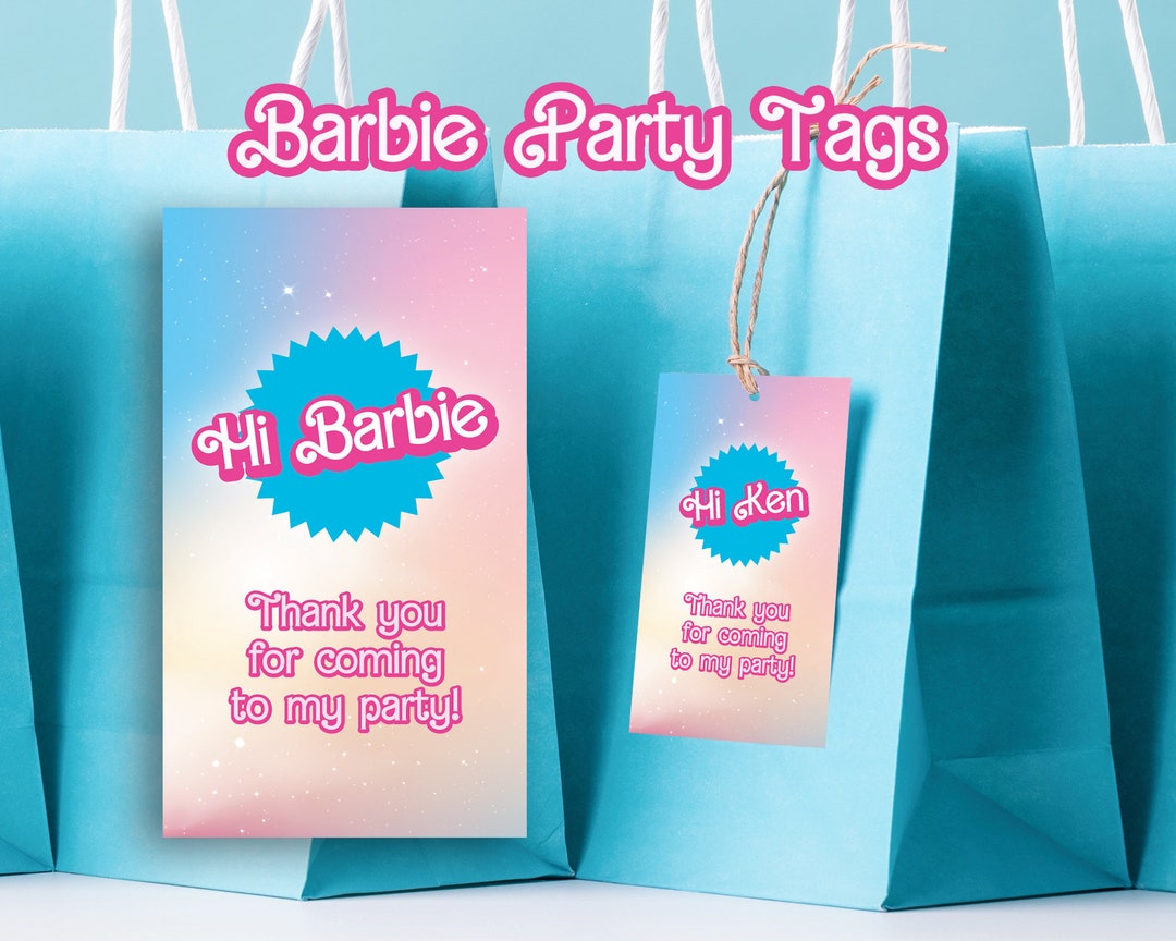 Barbie and Ken Party Thank You Tags Hi Barbie Hi Ken - Etsy