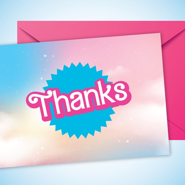 Printable Barbie Thank You Cards - Etsy