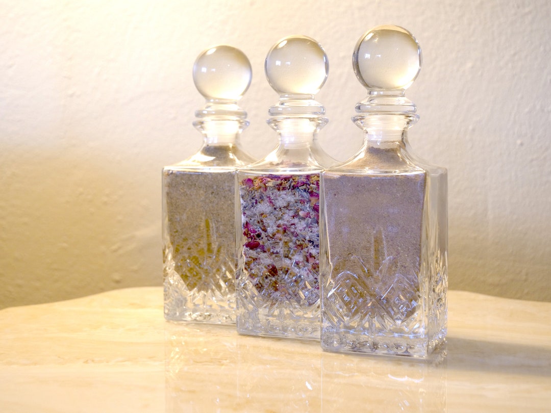 Premium Bath Salts 3 Decanters Gift Set 100 Baths Solid Crystal Glass ...