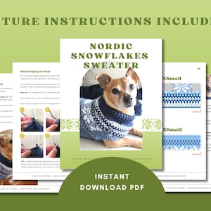 Dog Sweater PATTERN | Nordic Snowflakes Design | Knit Sweater With Fair ...