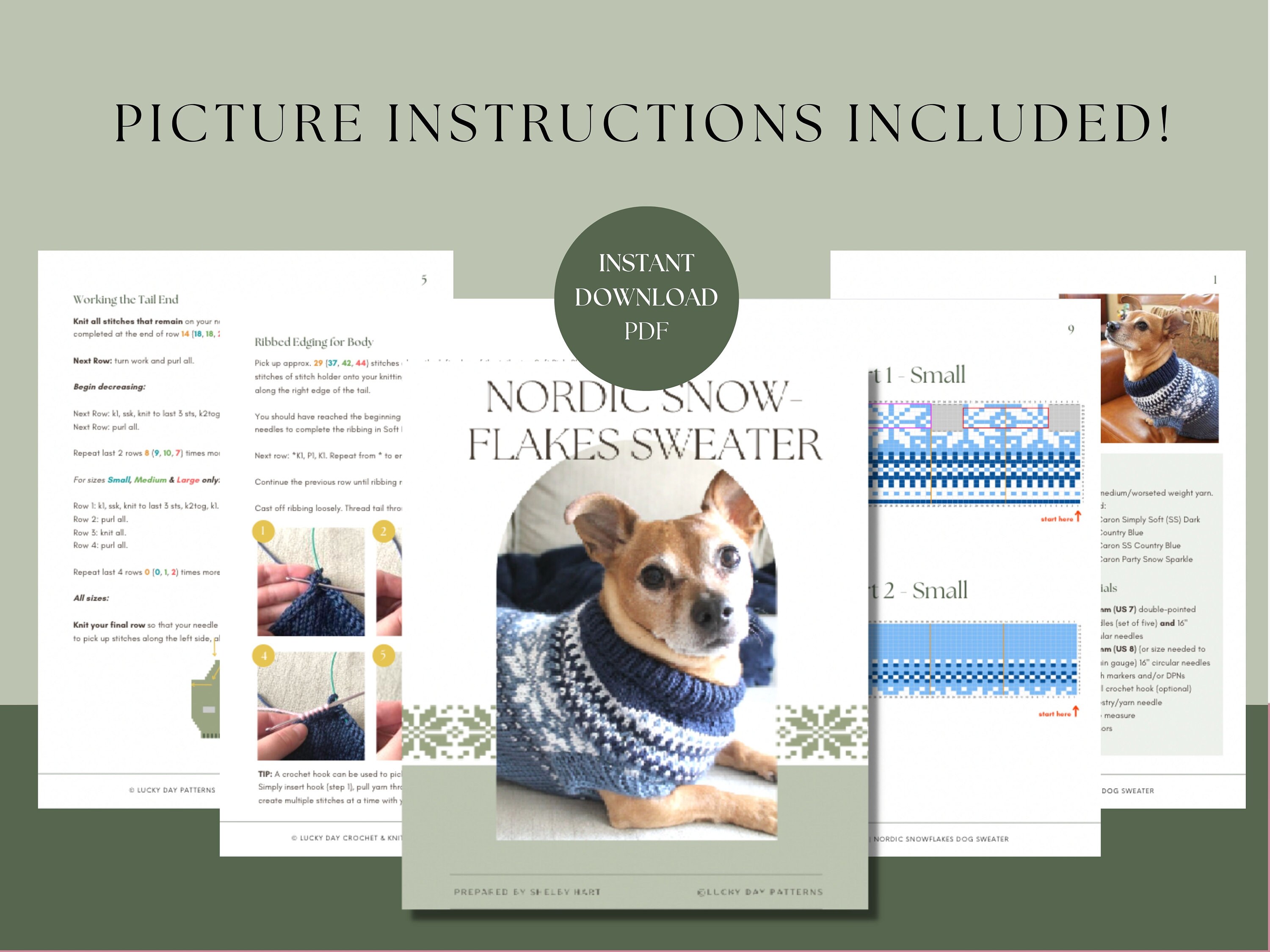 Dog Sweater PATTERN | Nordic Snowflakes Design | Knit Sweater With Fair ...